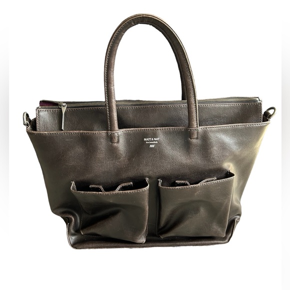 Matt & Nat | Bags | Matt Nat Laptop Bag Dark Brown With Purple Interior ...